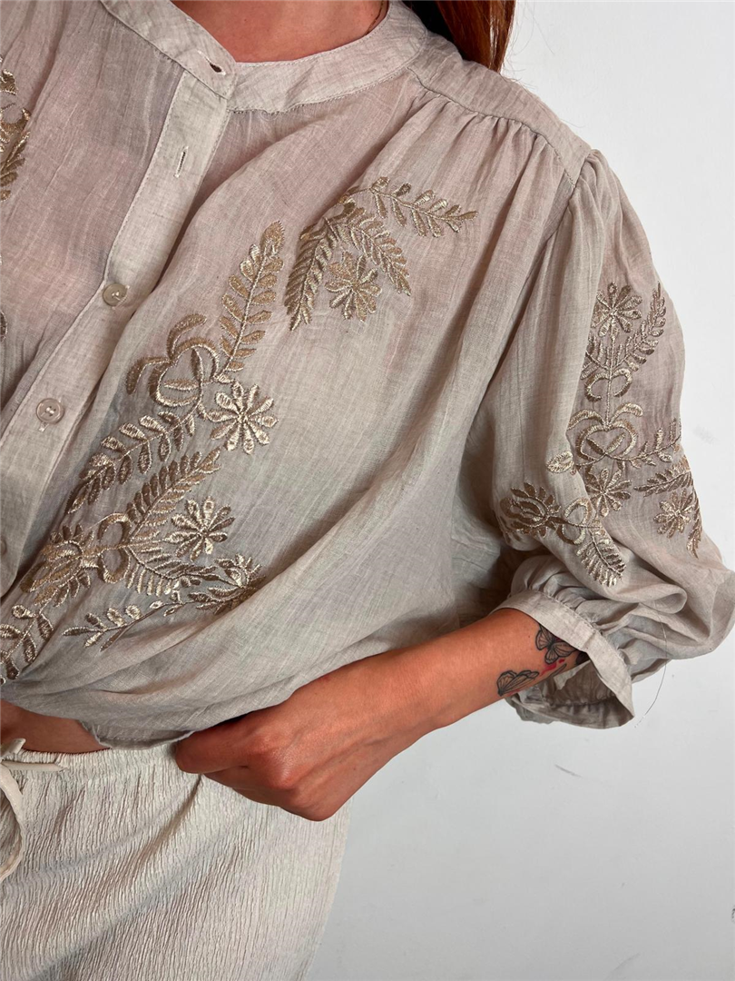 Camicia Collo Alla Coreana Con Ricamo - Philia Loft cod. D02N1248 ...