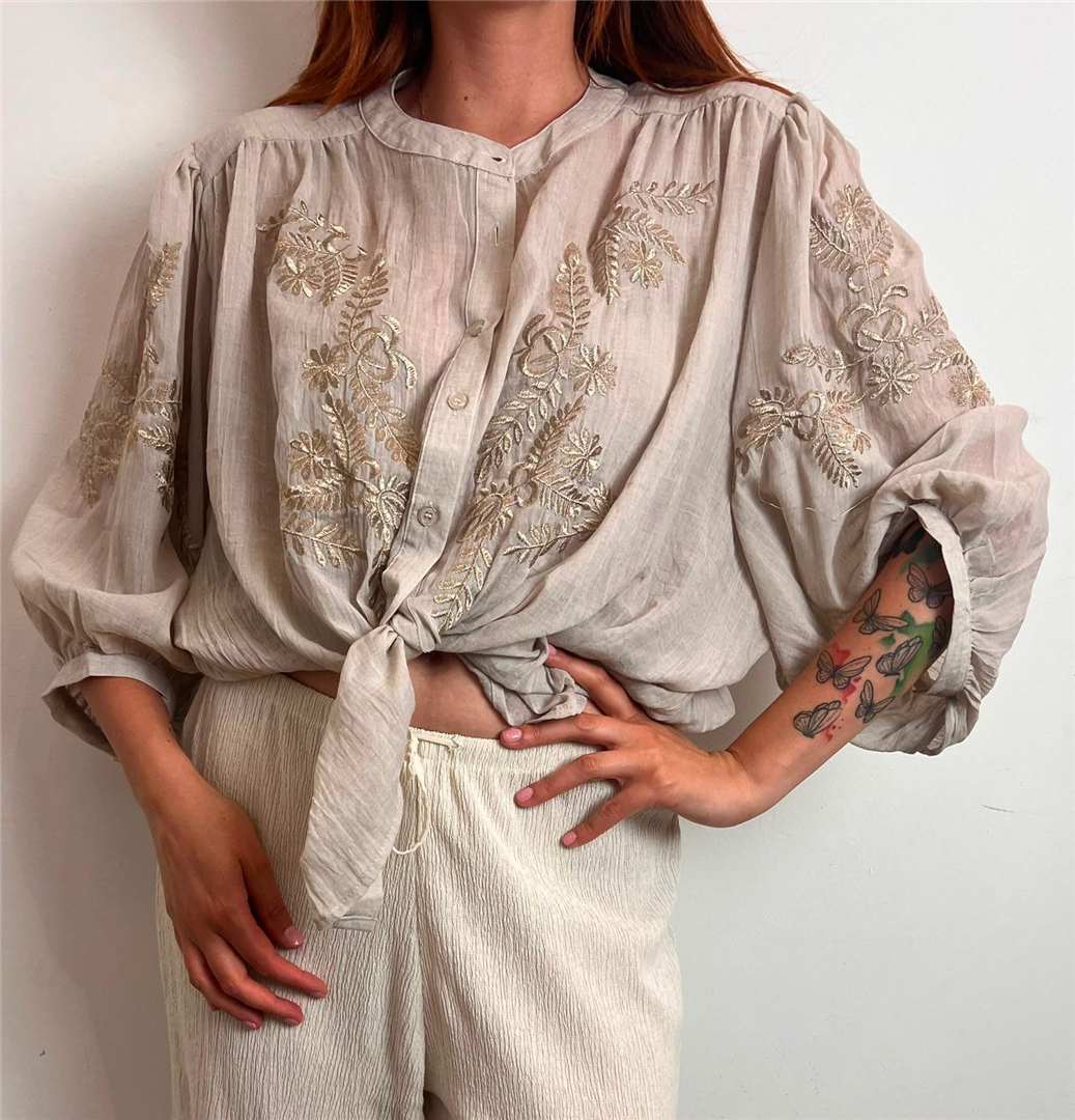 Camicia Collo Alla Coreana Con Ricamo - Philia Loft cod. D02N1248 ...